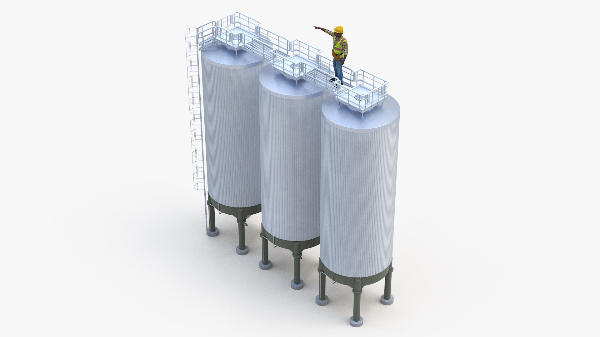 Silo Fermentation Tanks Worker 3D - TurboSquid 2328179