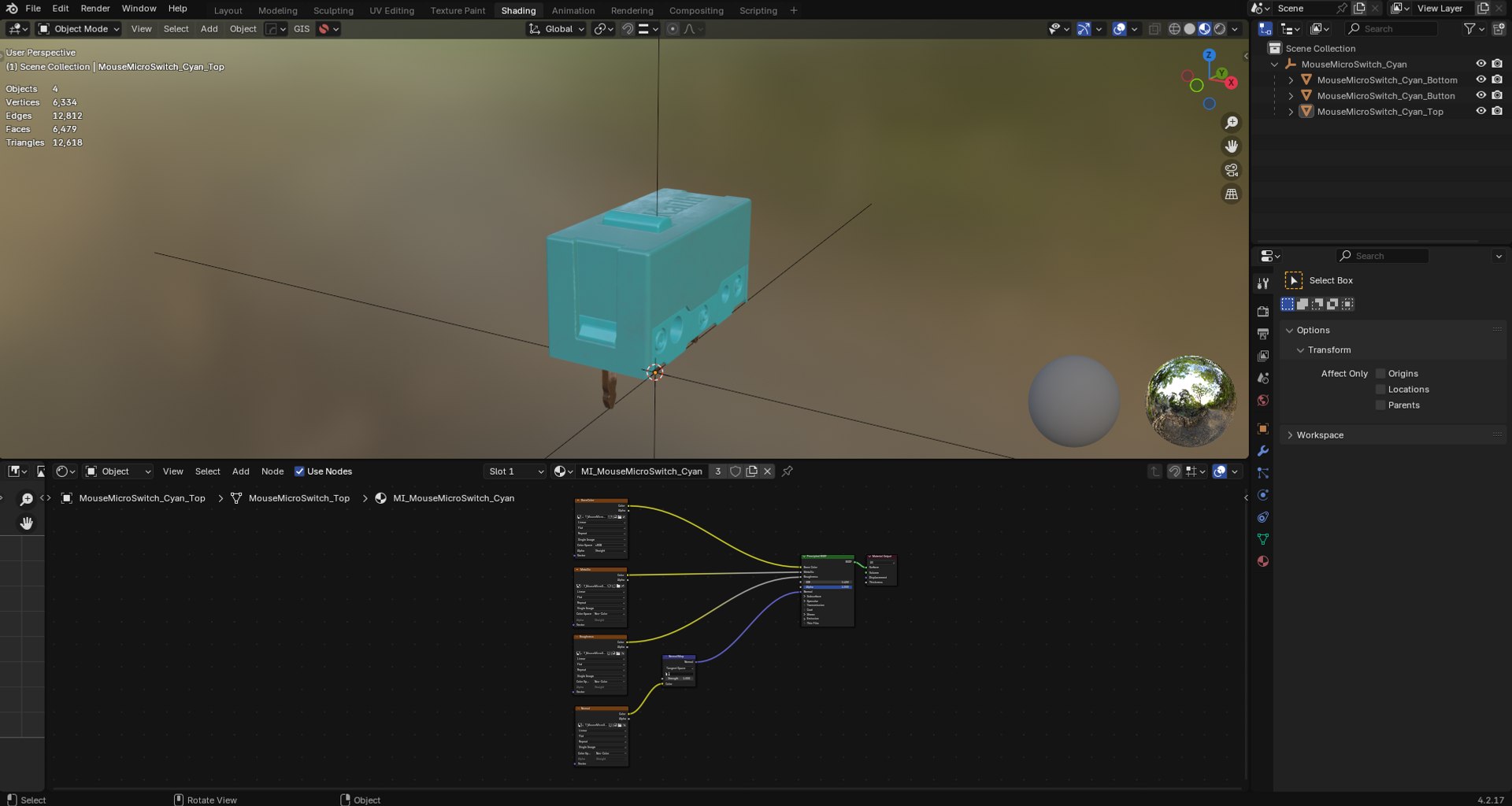 3D Micro Switch Mouse Cyan - TurboSquid 2526417