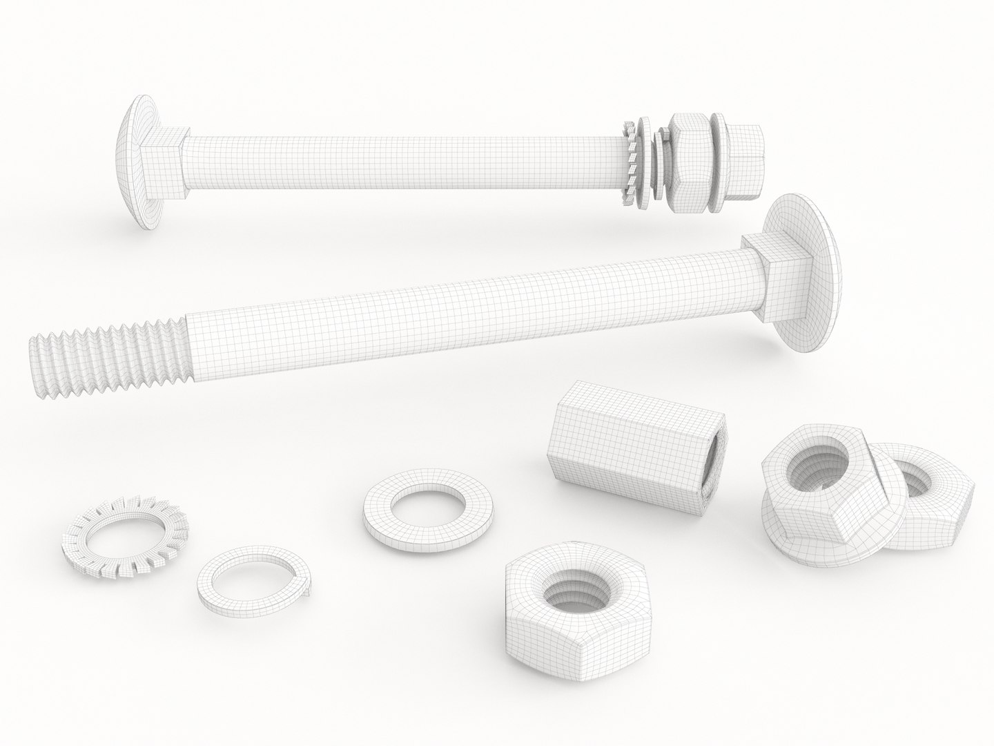 3D Screw With Nut 15 Model - TurboSquid 1924159