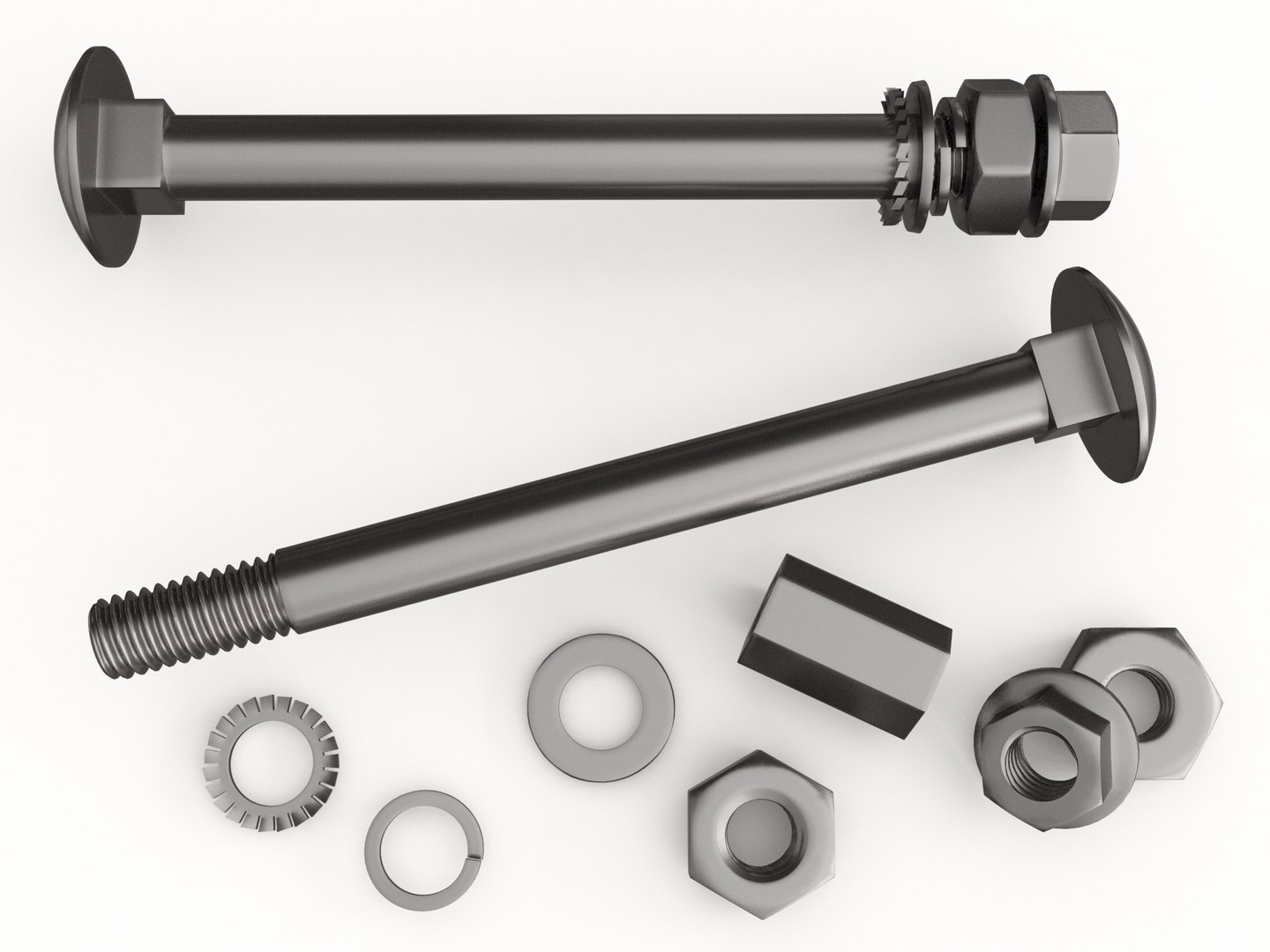 3D Screw With Nut 15 Model - TurboSquid 1924159