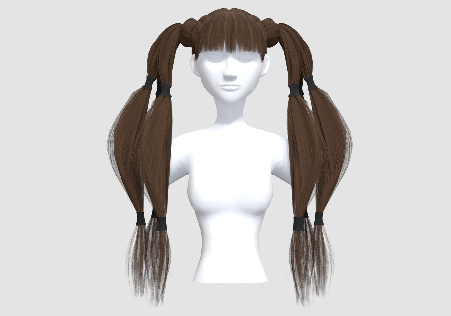 Pigtails Bun Hairstyle 3D - TurboSquid 1940149