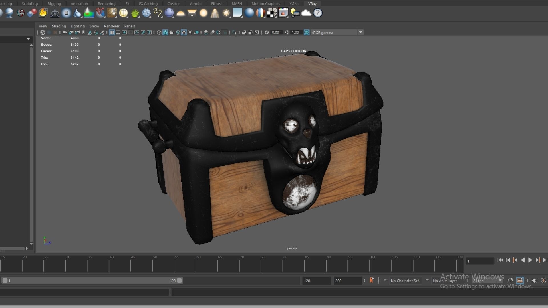 Game Ready Skull Chest Wooden Treasure Box Model - TurboSquid 2463722