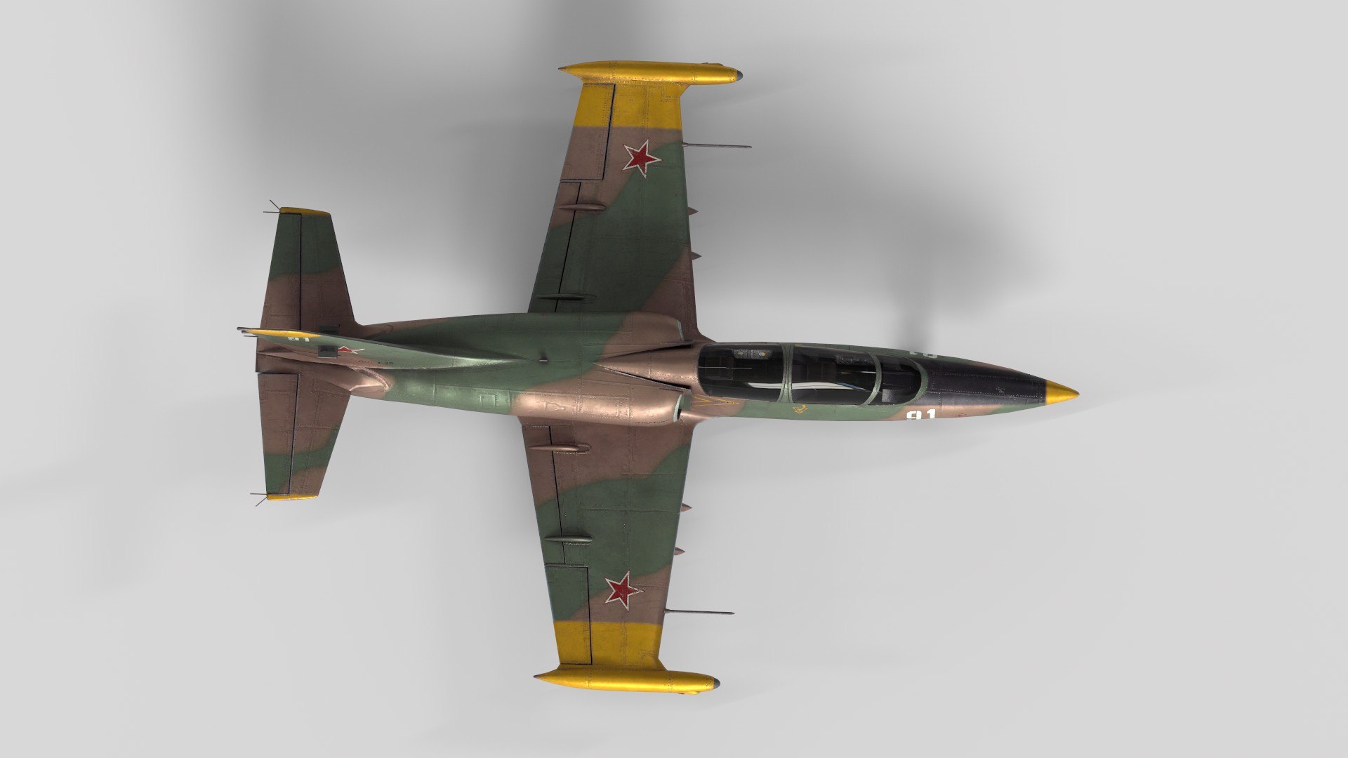 Low Poly Soviet L-39 Albatros Jet Trainer Game Ready 3D Model Low-poly ...