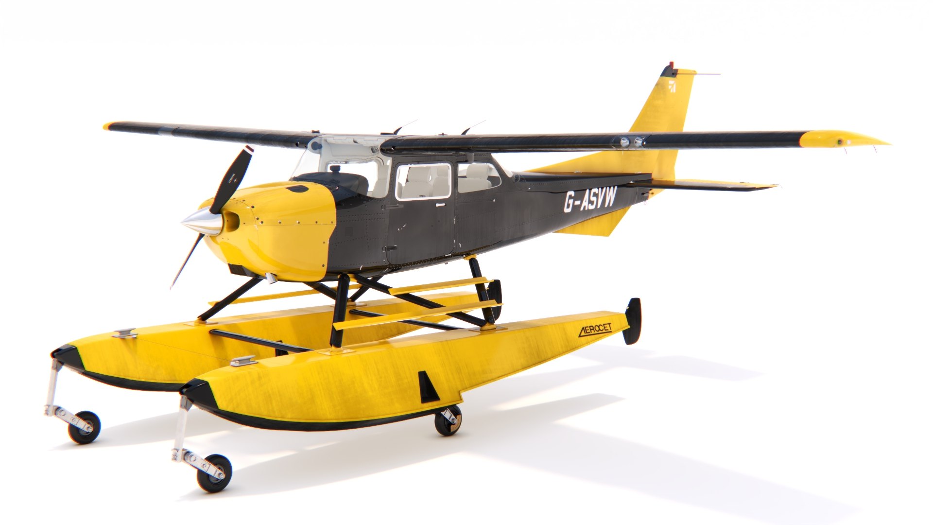 3D Seaplane With Pontoons Rigged - TurboSquid 2377473