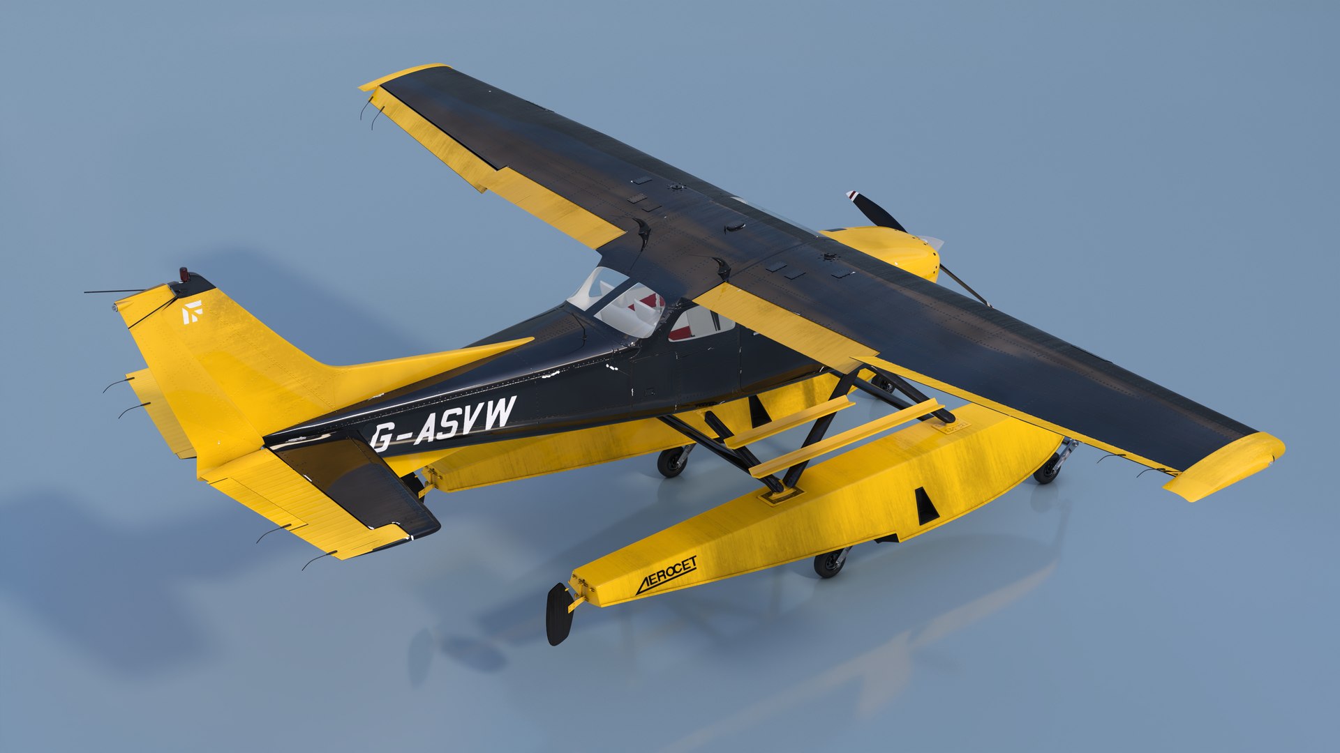 3D Seaplane With Pontoons Rigged - TurboSquid 2377473