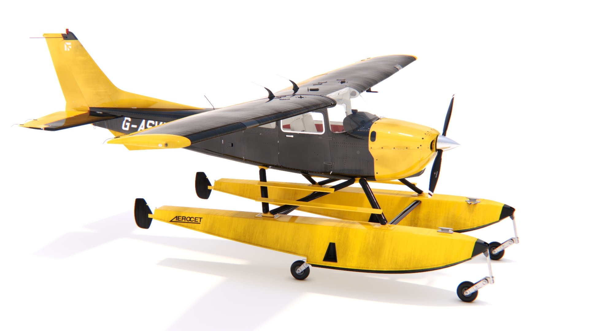 3D Seaplane With Pontoons Rigged - TurboSquid 2377473