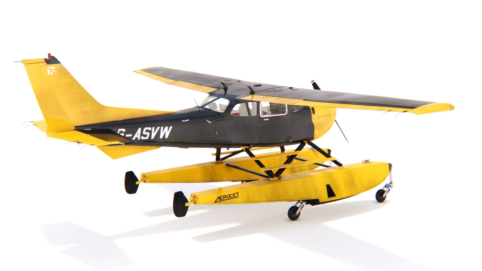 3D Seaplane With Pontoons Rigged - TurboSquid 2377473