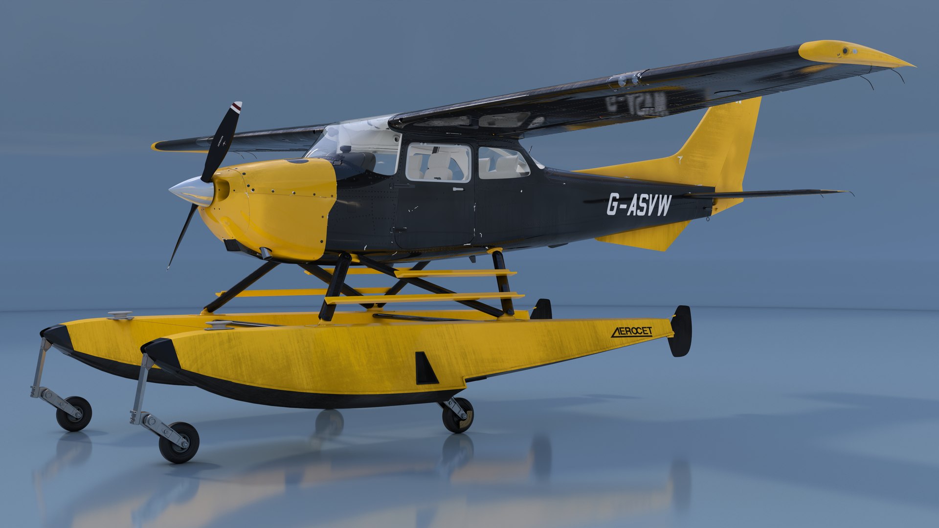 3D Seaplane With Pontoons Rigged - TurboSquid 2377473