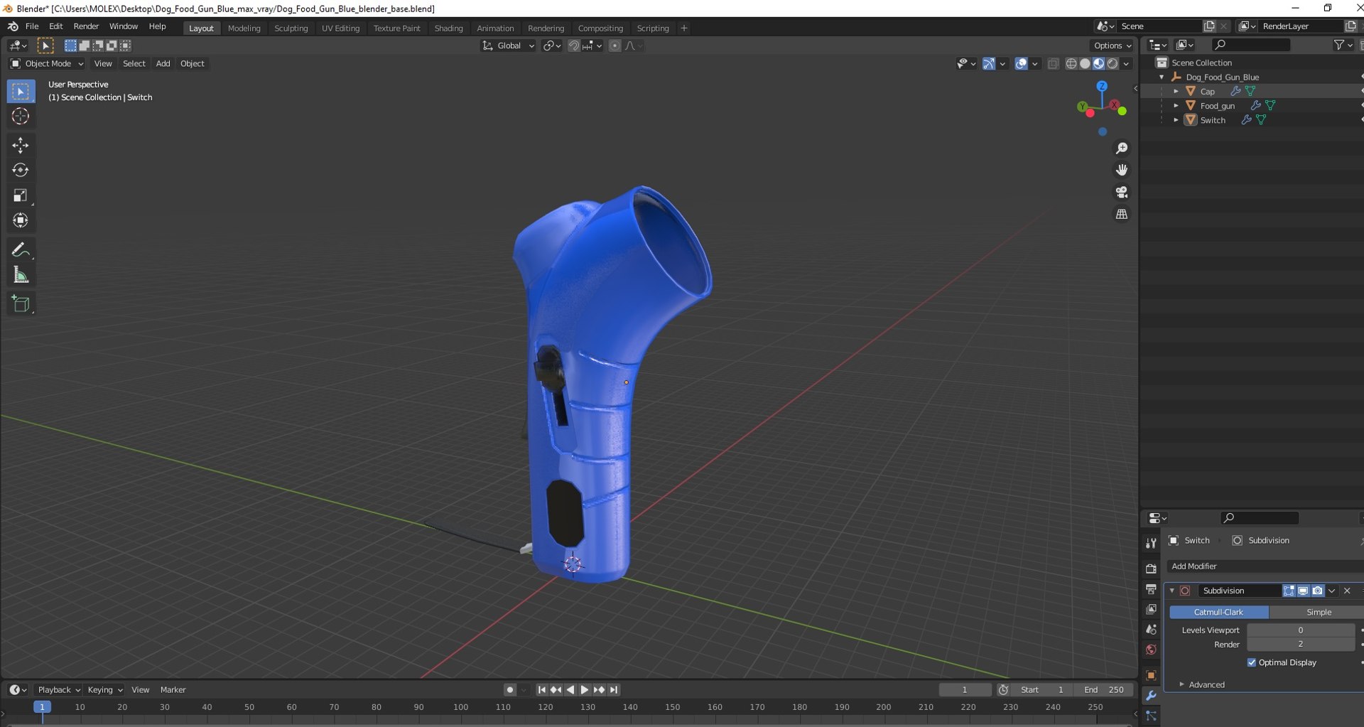 3D Dog Food Gun Blue - TurboSquid 2197334