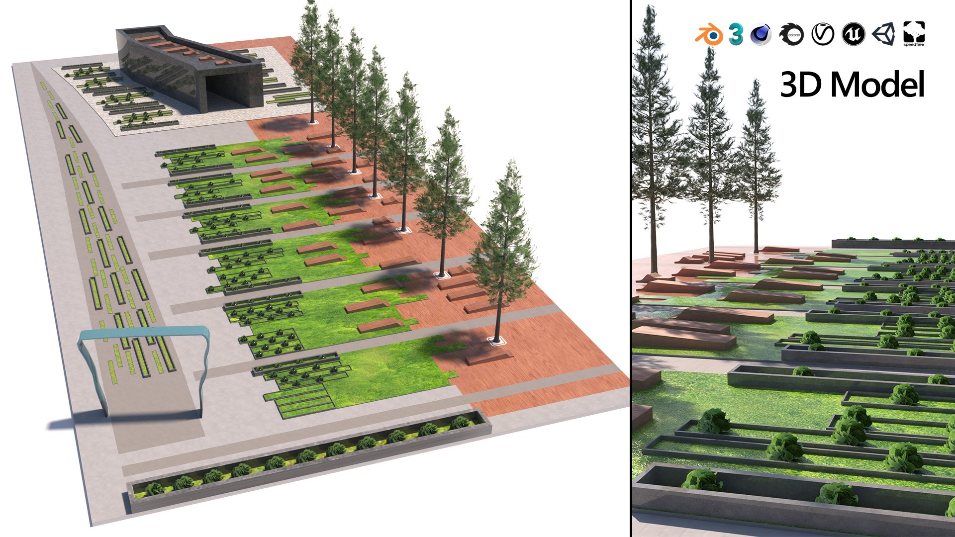 3D Outdoor 3D Environment Garden Scene Pack - TurboSquid 2264935