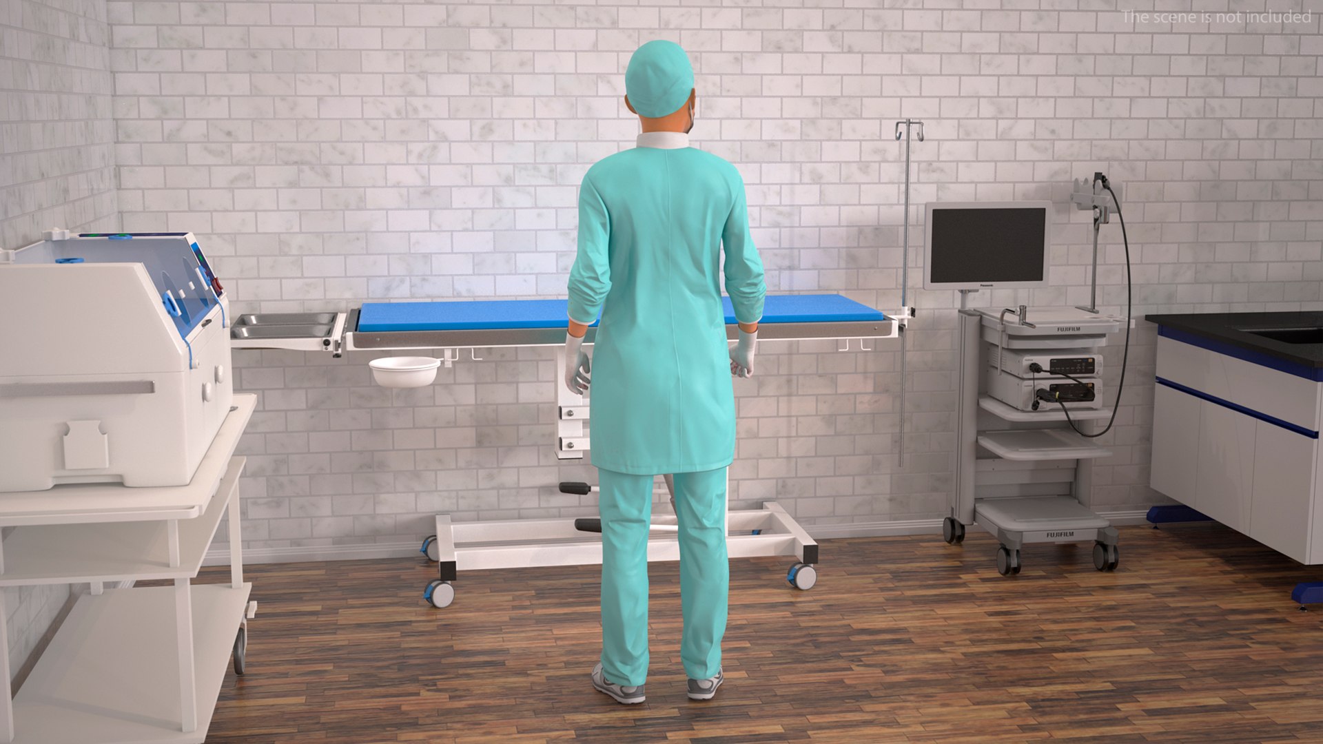 3D Female Doctor Wearing Face Mask Stained With Blood Rigged ...