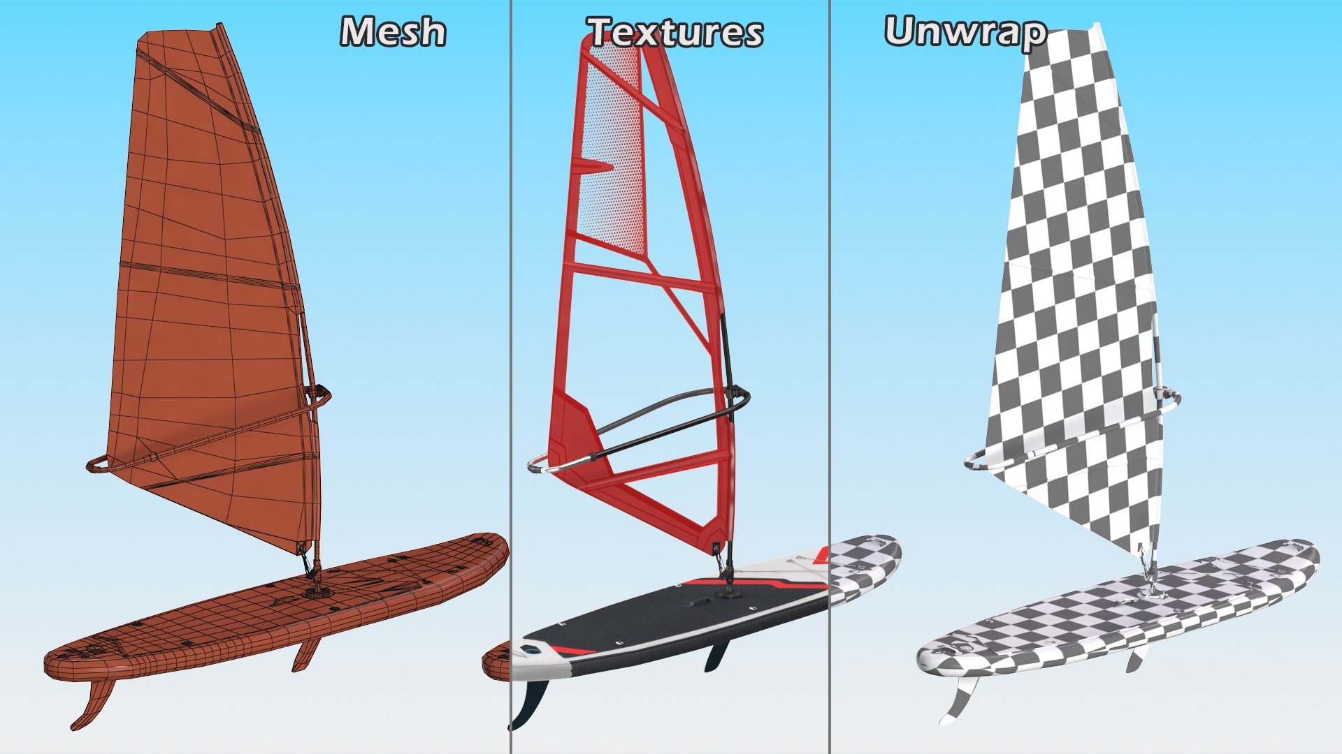 3D Model Stand Up Paddleboard With Sail Red - TurboSquid 2062660