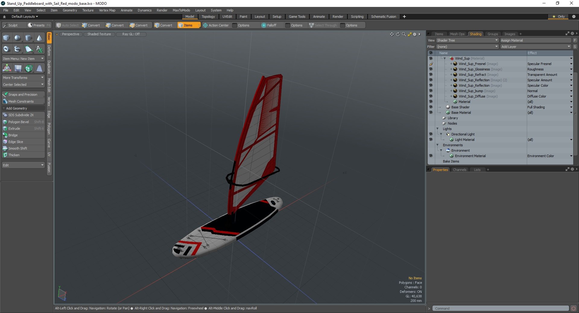 3D Model Stand Up Paddleboard With Sail Red - TurboSquid 2062660
