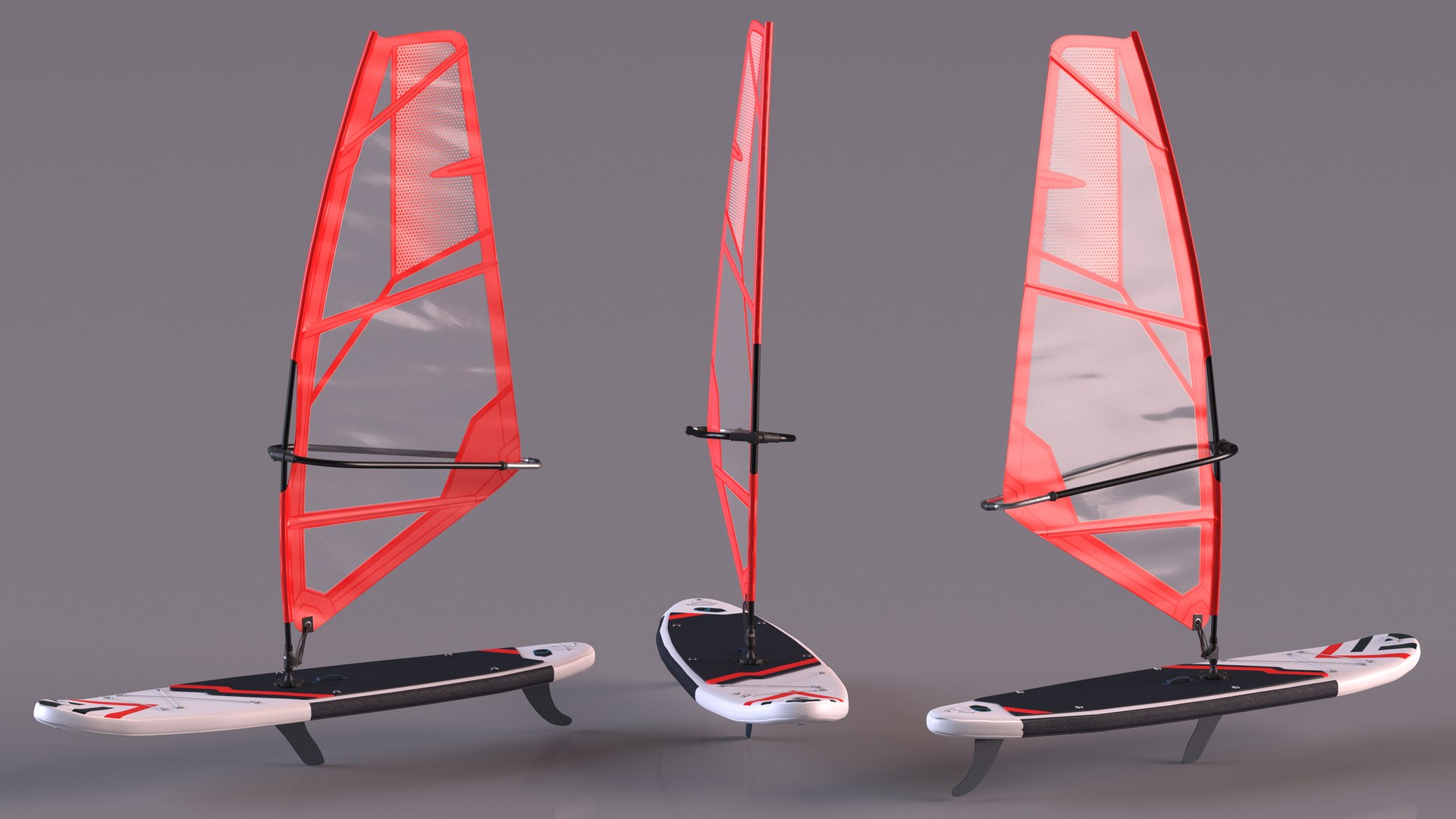 3D Model Stand Up Paddleboard With Sail Red - TurboSquid 2062660