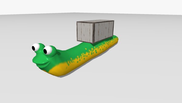 3D Cartoon slug with crate - TurboSquid 1863267