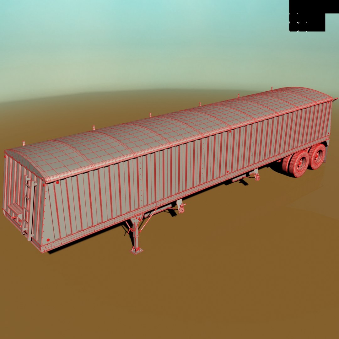 3d grain semi trailer model