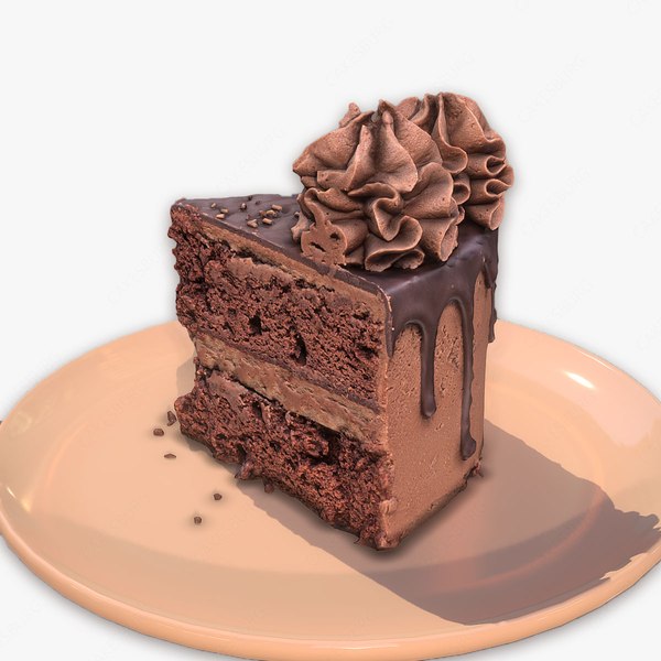 3D A Slice Of Chocolate Gateau model - TurboSquid 1969162