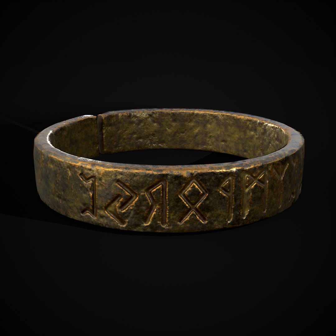 3D Gold Viking Rune Ring model - TurboSquid 2078285