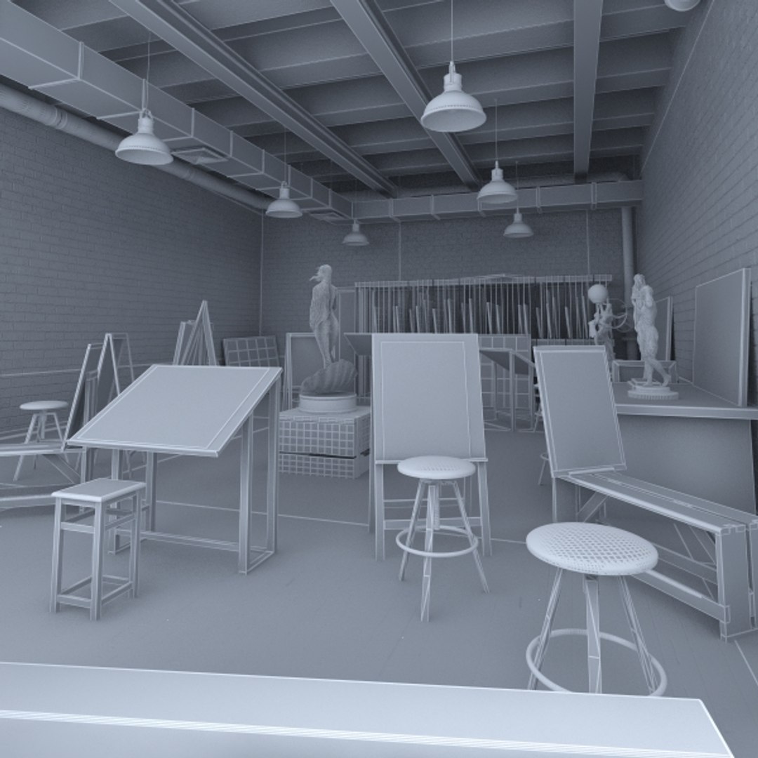 3d Drawing Studio Class Interior