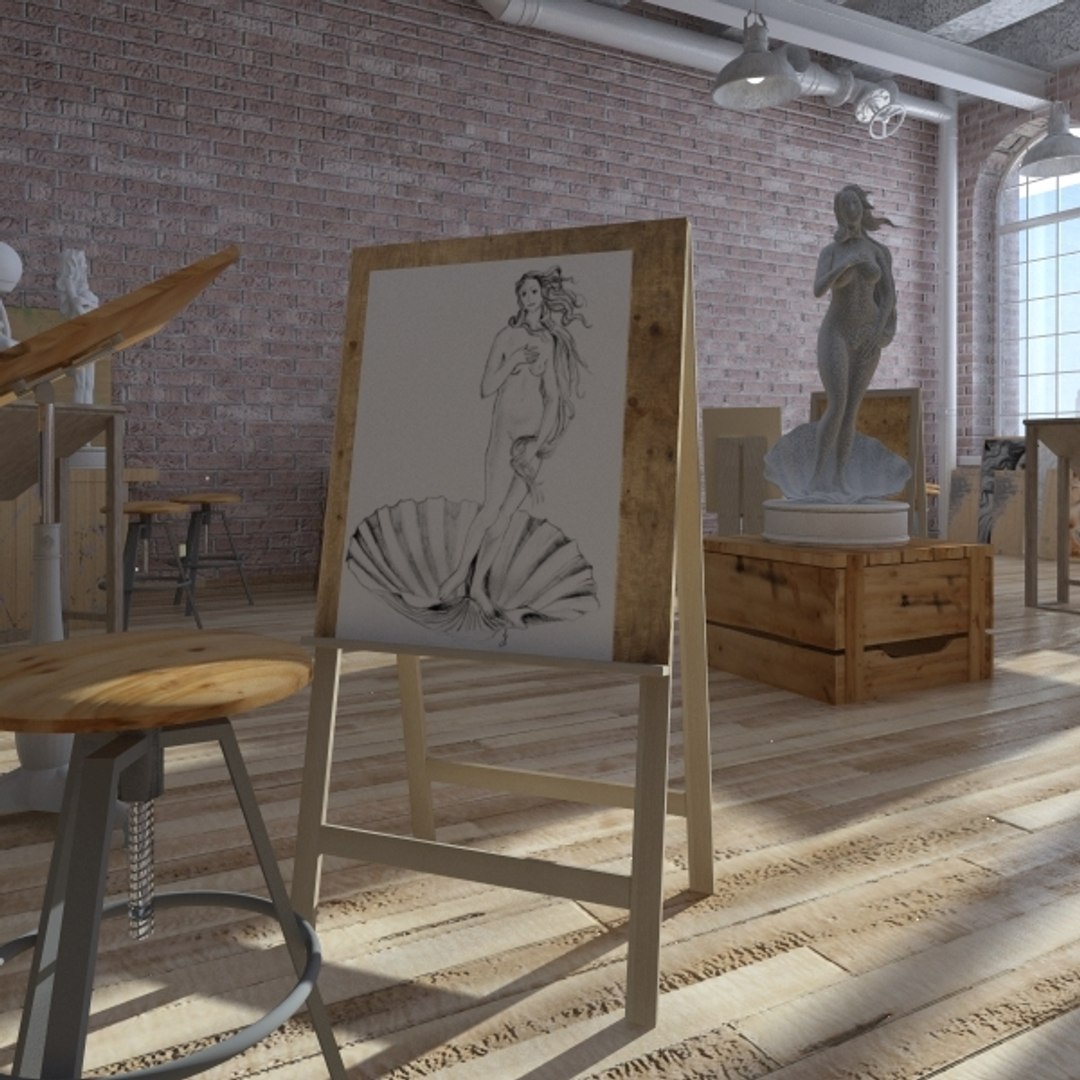 3d Drawing Studio Class Interior