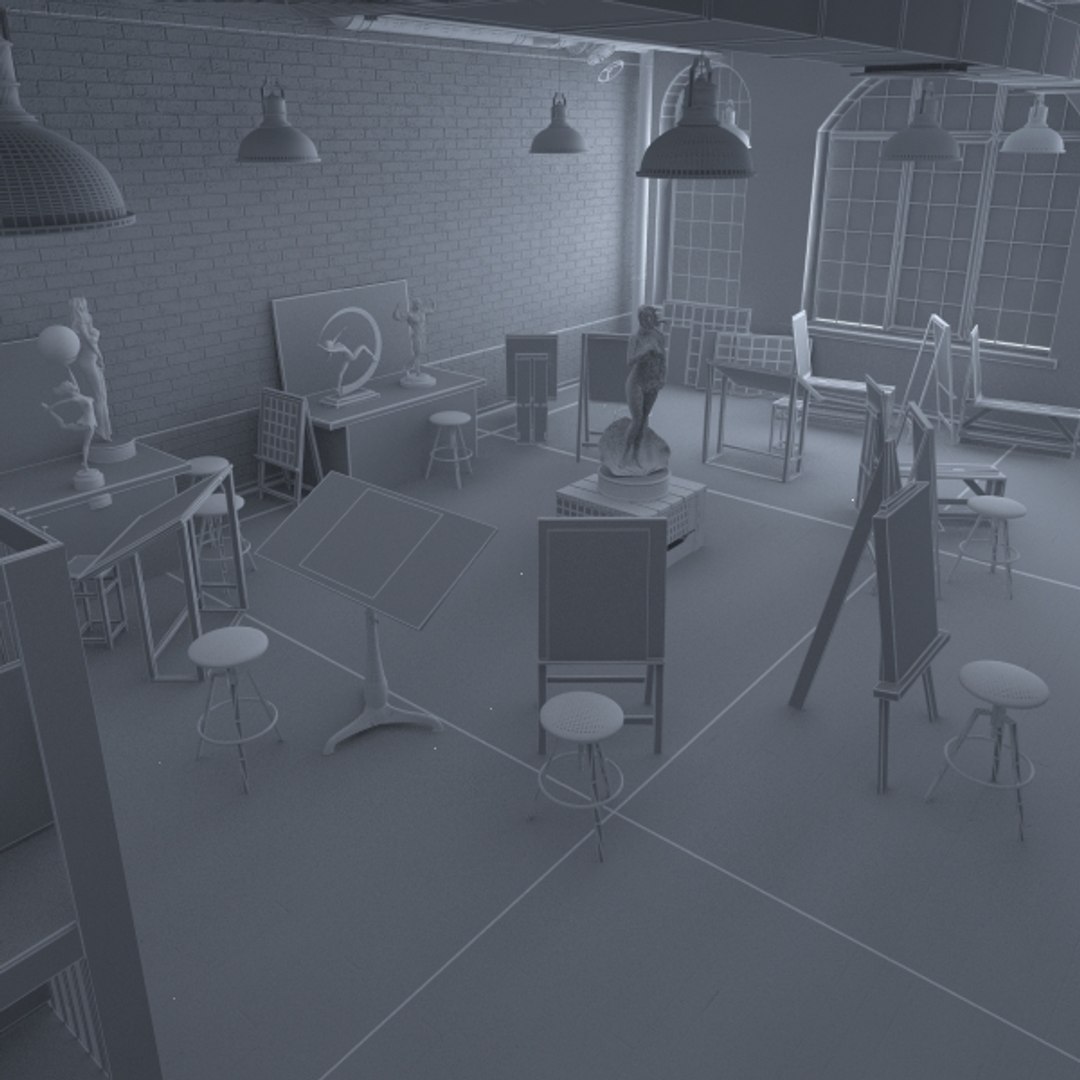 3d Drawing Studio Class Interior