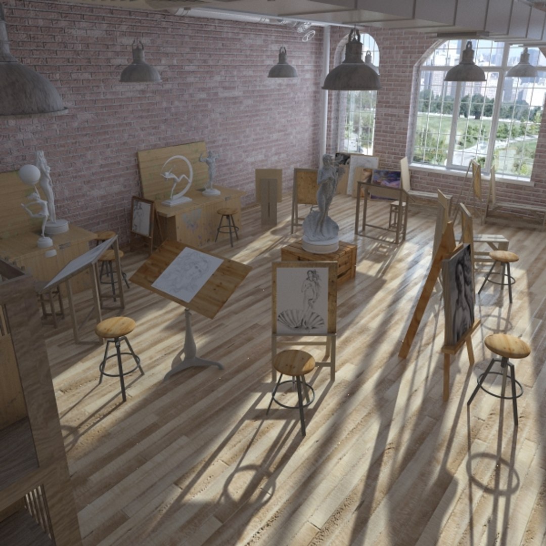 3d Drawing Studio Class Interior