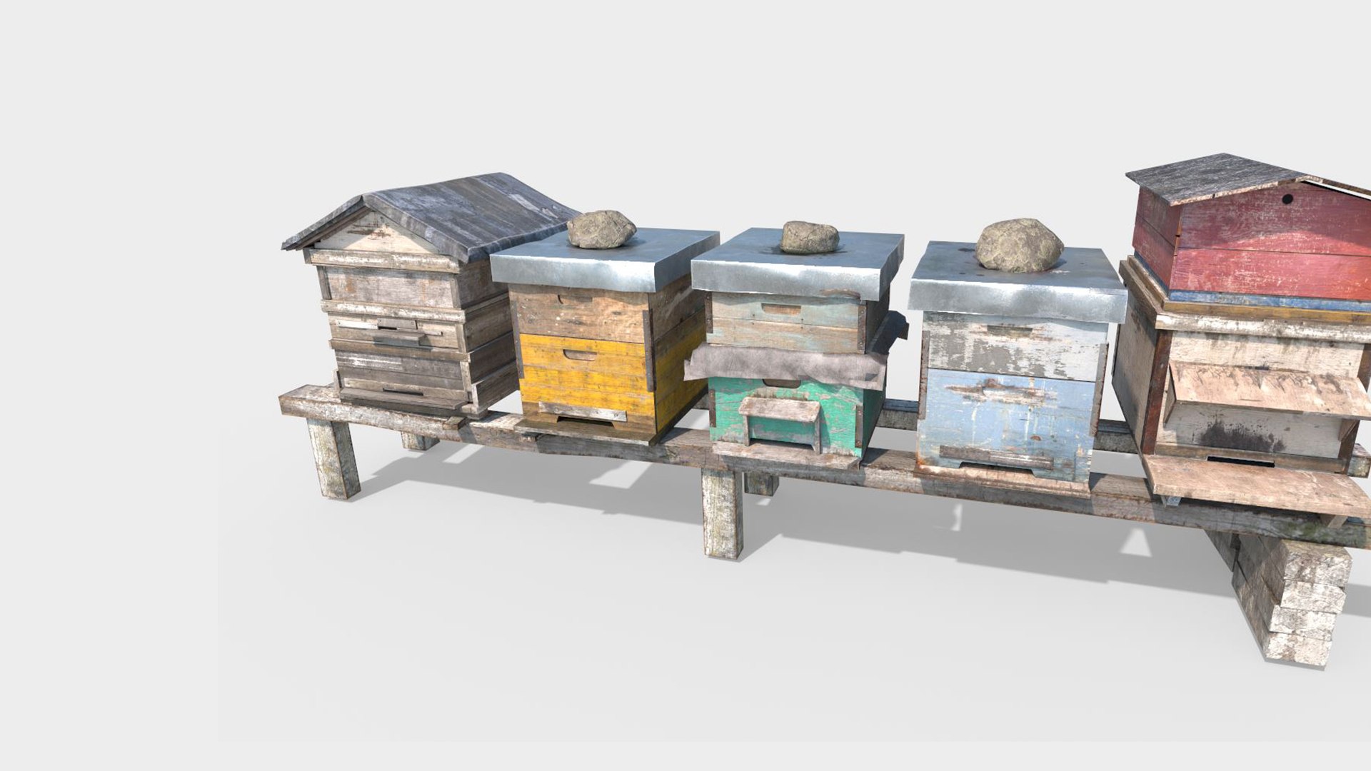 Old Beehives 3D Model - TurboSquid 2079229