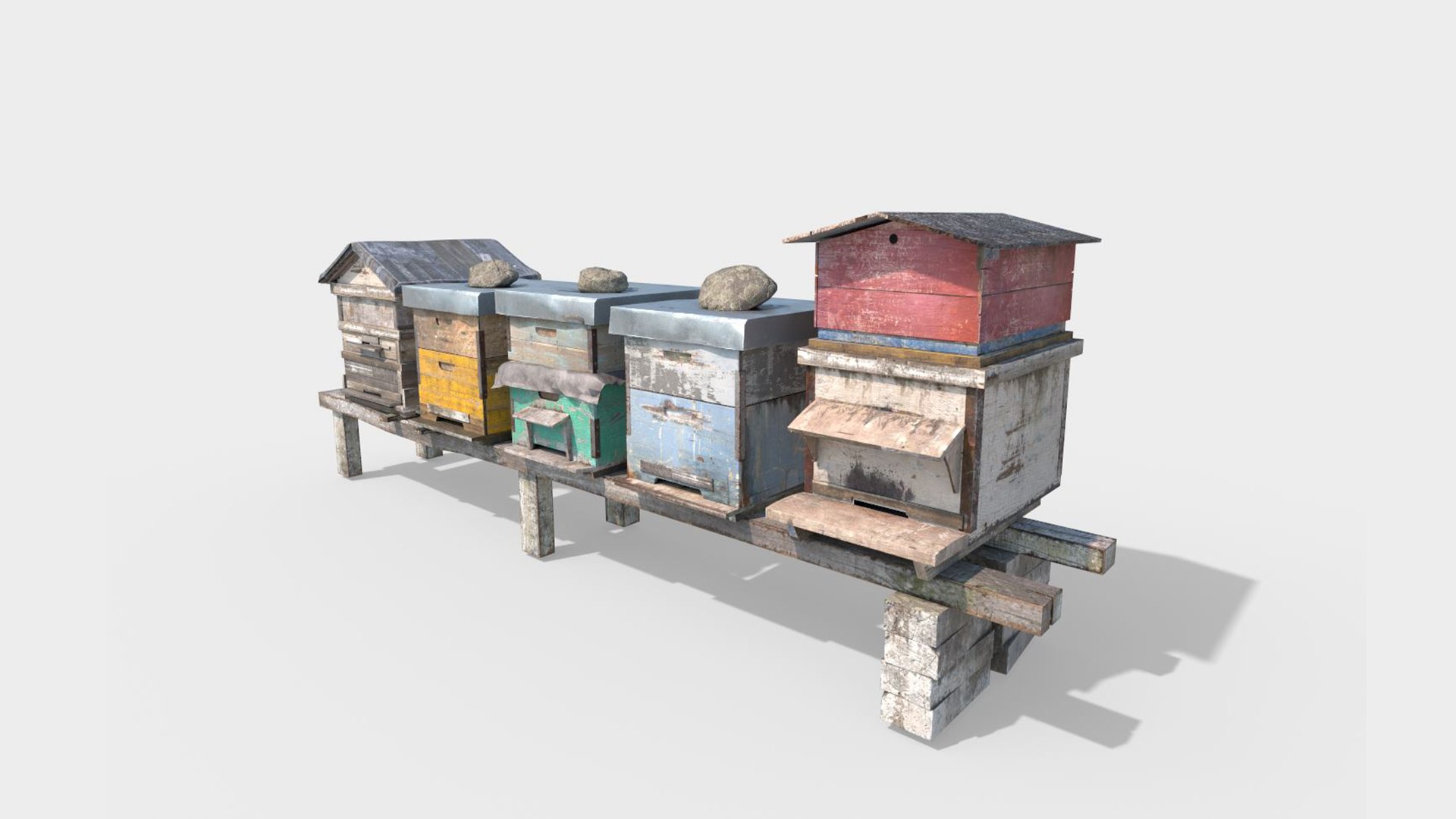 Old Beehives 3D Model - TurboSquid 2079229