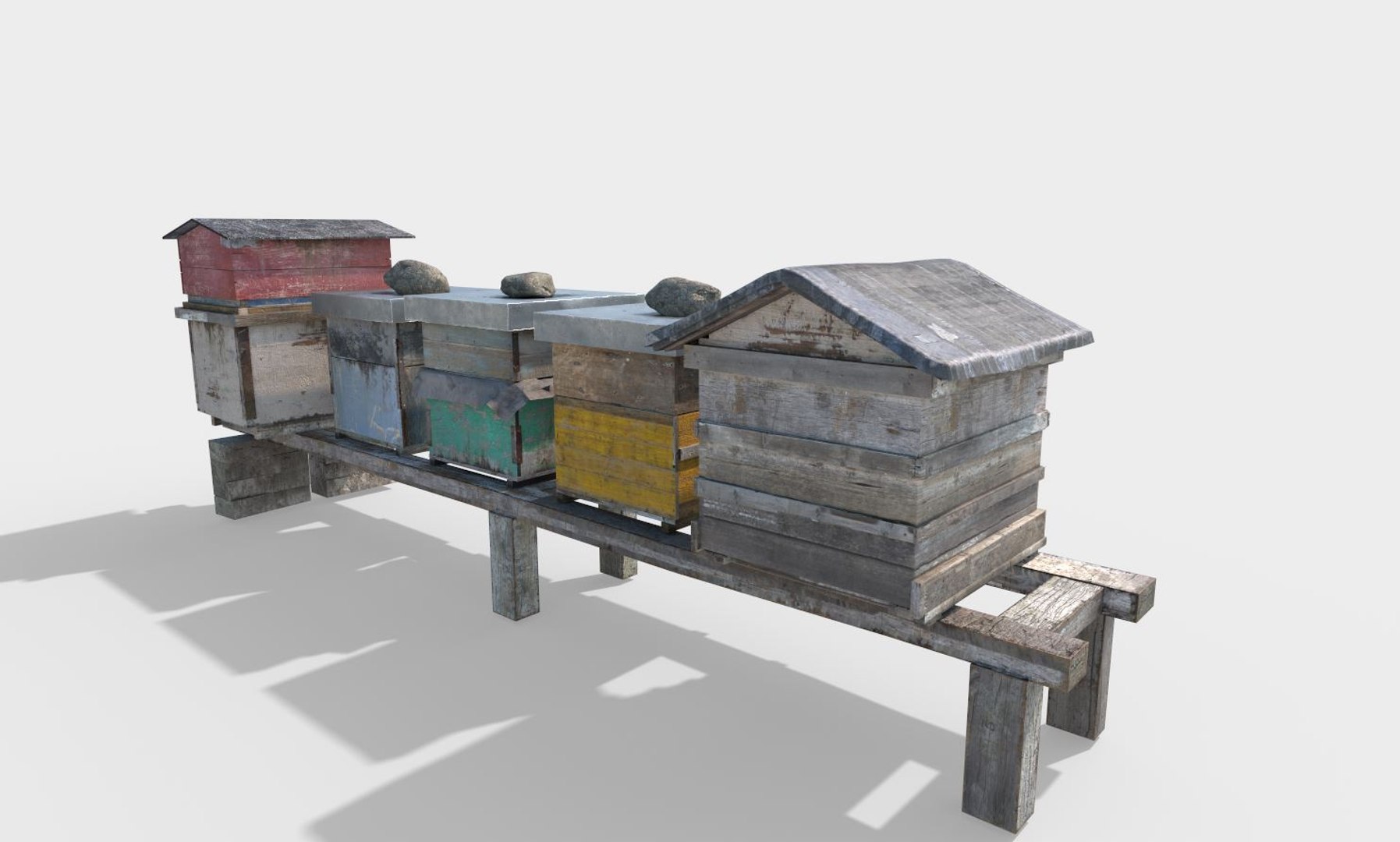 Old Beehives 3D Model - TurboSquid 2079229