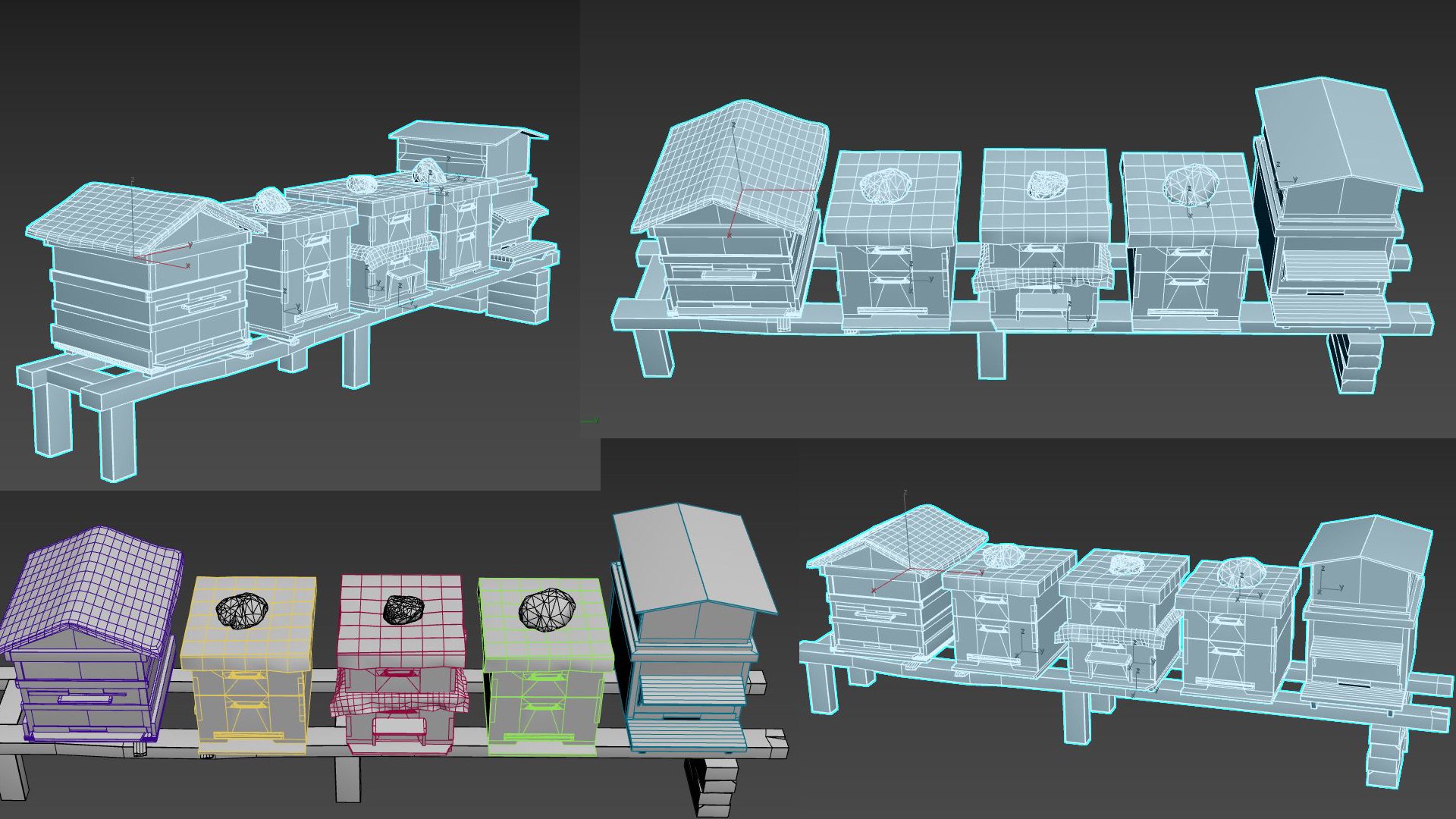 Old Beehives 3D Model - TurboSquid 2079229