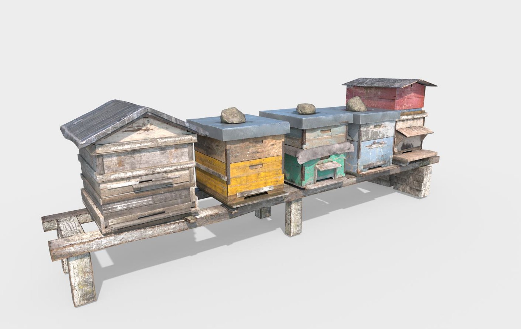 Old Beehives 3D Model - TurboSquid 2079229
