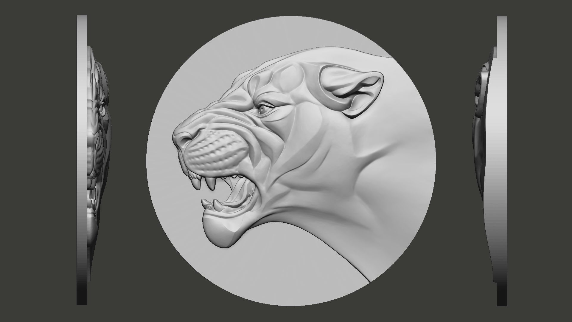 Angry Lioness Panther Head Bas-Relief 3D Model - TurboSquid 1897117
