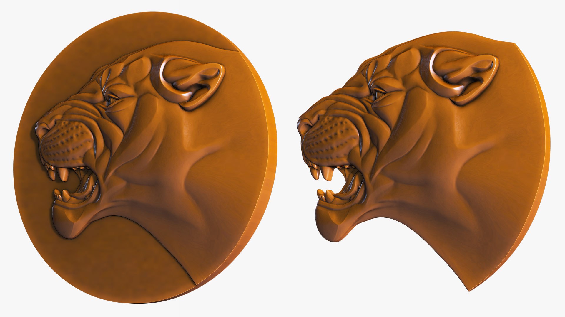 Angry Lioness Panther Head Bas-Relief 3D Model - TurboSquid 1897117