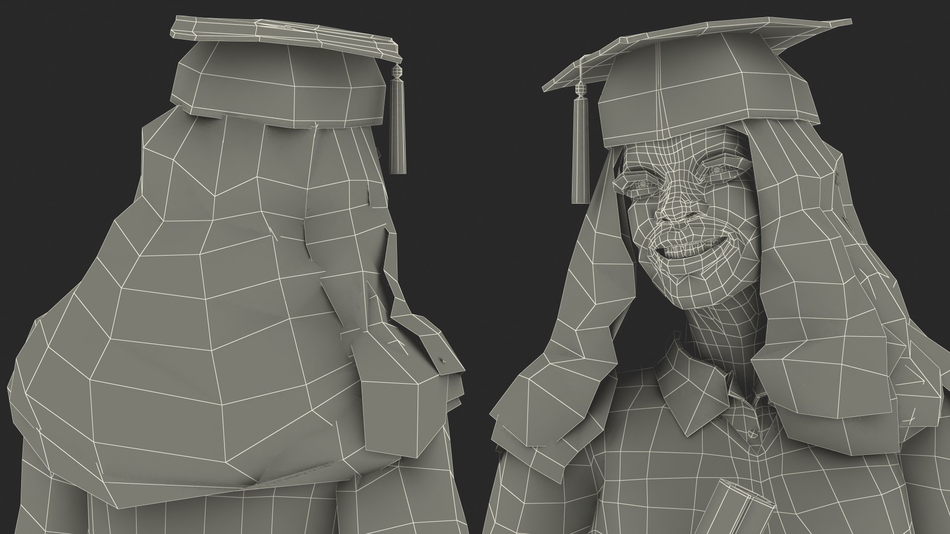 3D Dark Skin Graduation Gown Model - TurboSquid 1670554