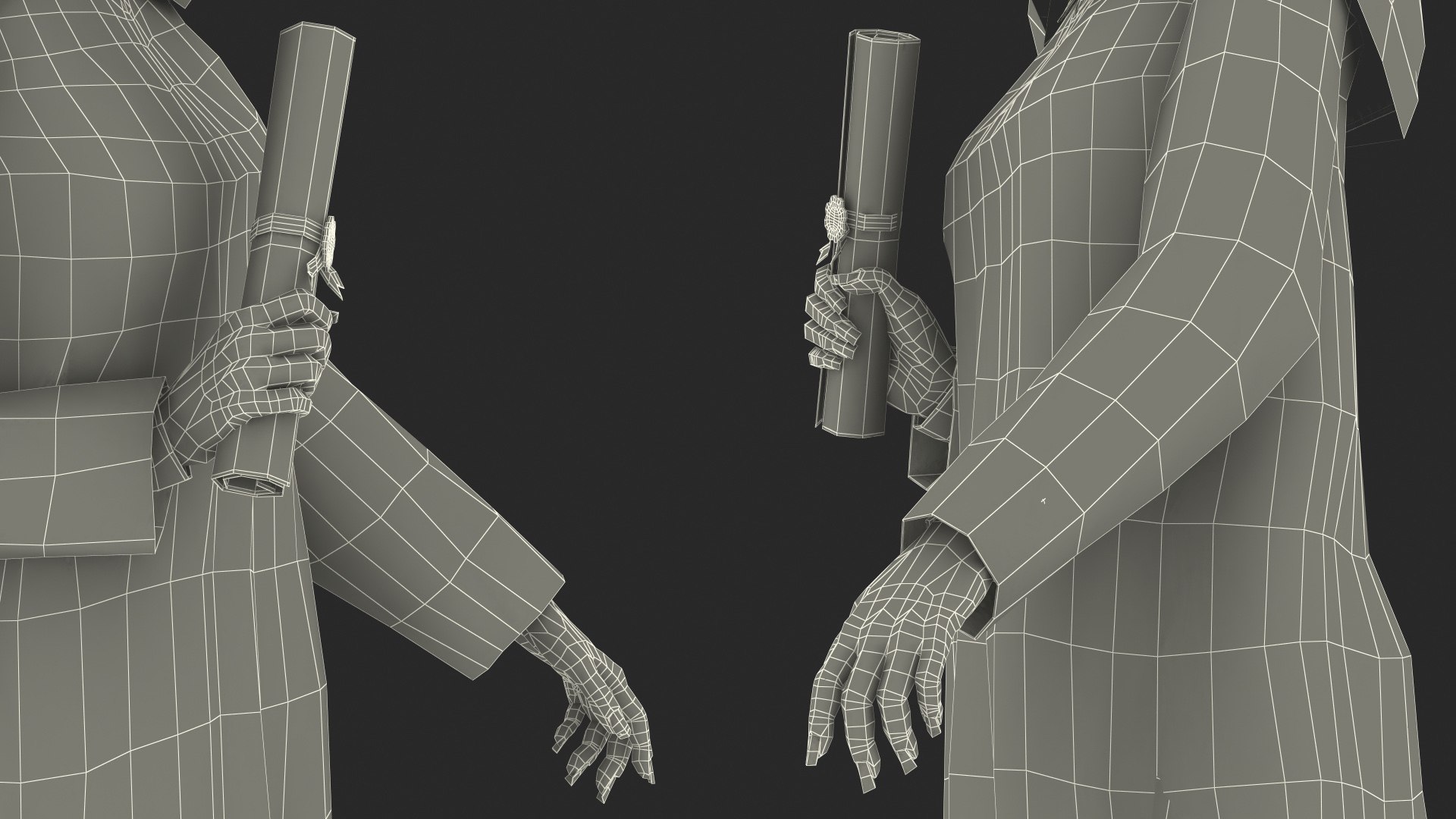 3D Dark Skin Graduation Gown Model - TurboSquid 1670554