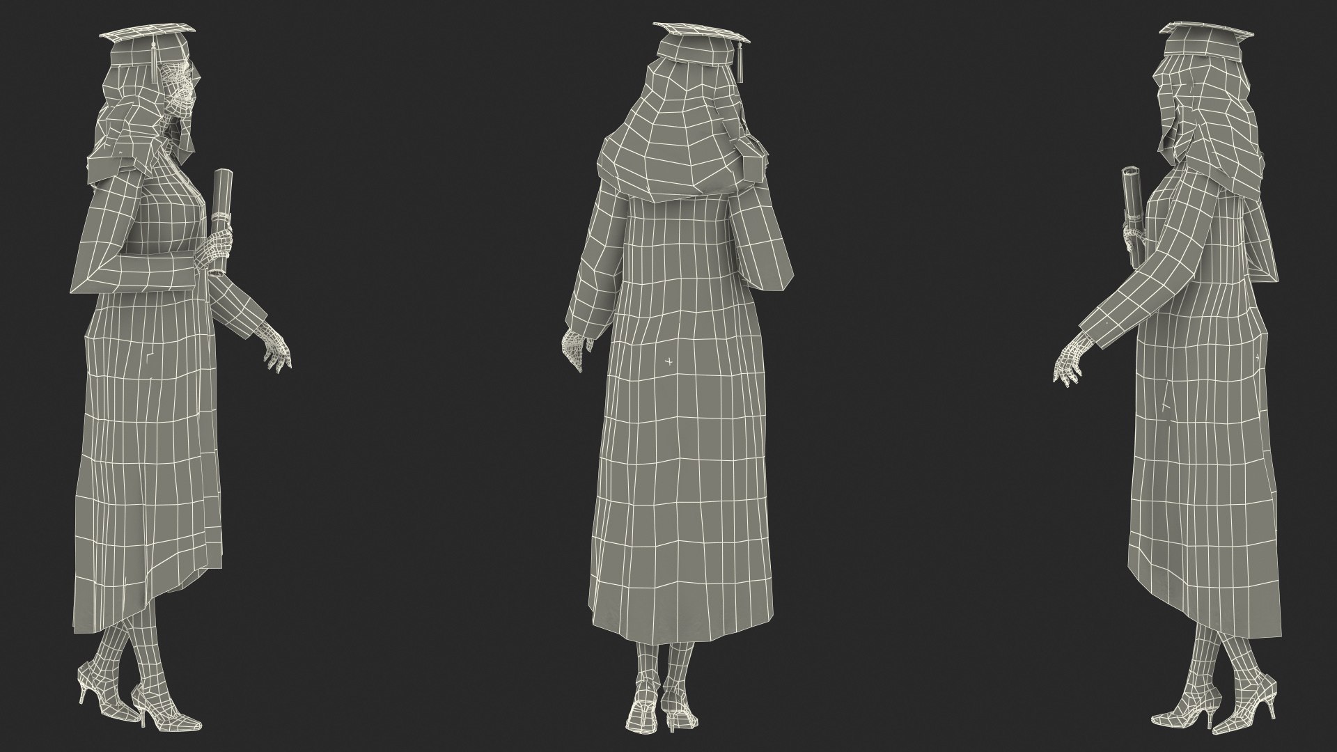 3D Dark Skin Graduation Gown Model - TurboSquid 1670554