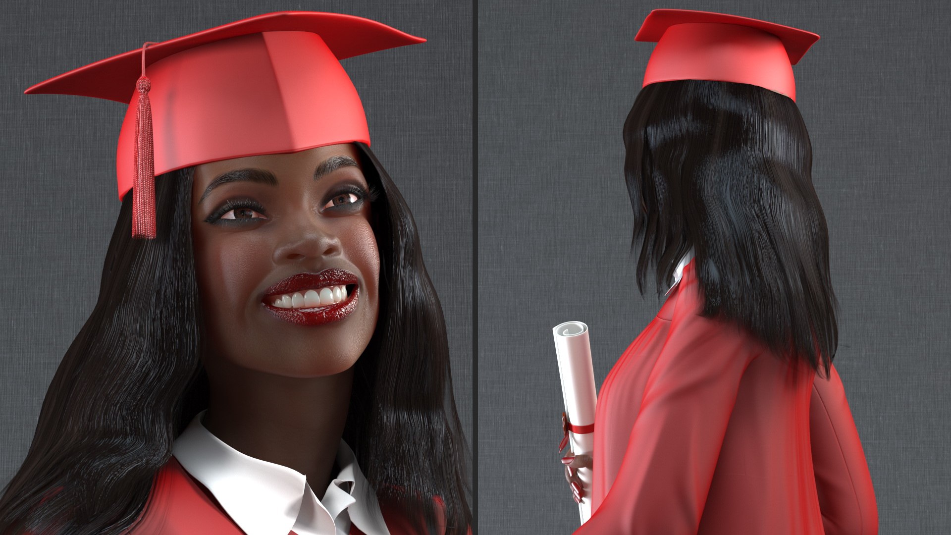 3D dark skin graduation gown model - TurboSquid 1670554