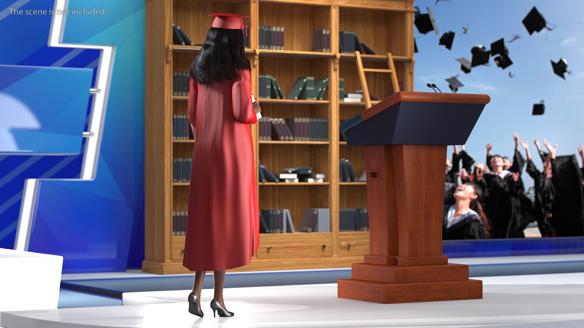 3D dark skin graduation gown model - TurboSquid 1670554