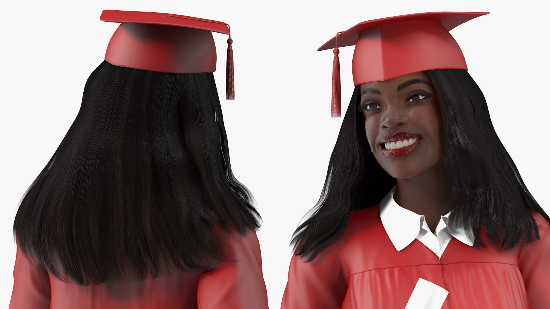 3D dark skin graduation gown model - TurboSquid 1670554