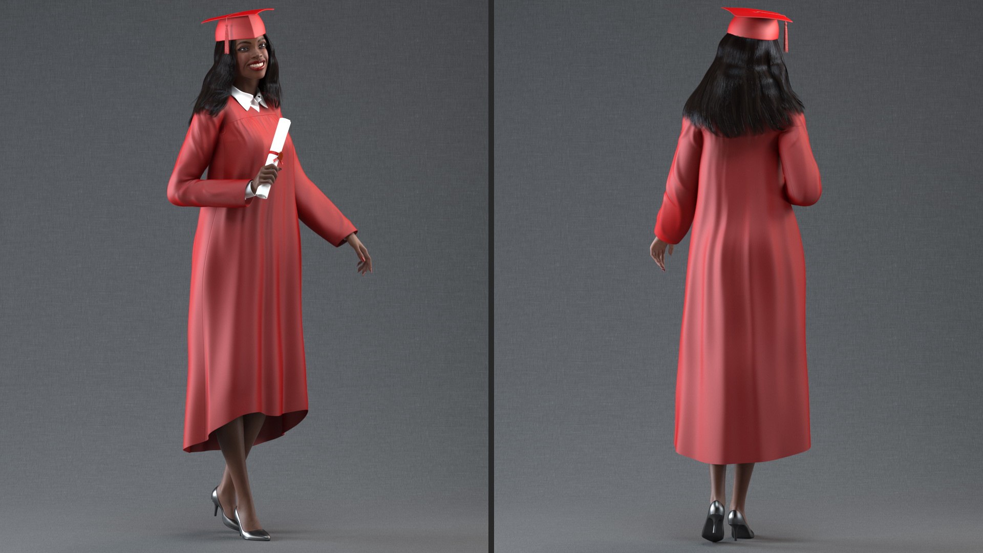 3D dark skin graduation gown model - TurboSquid 1670554
