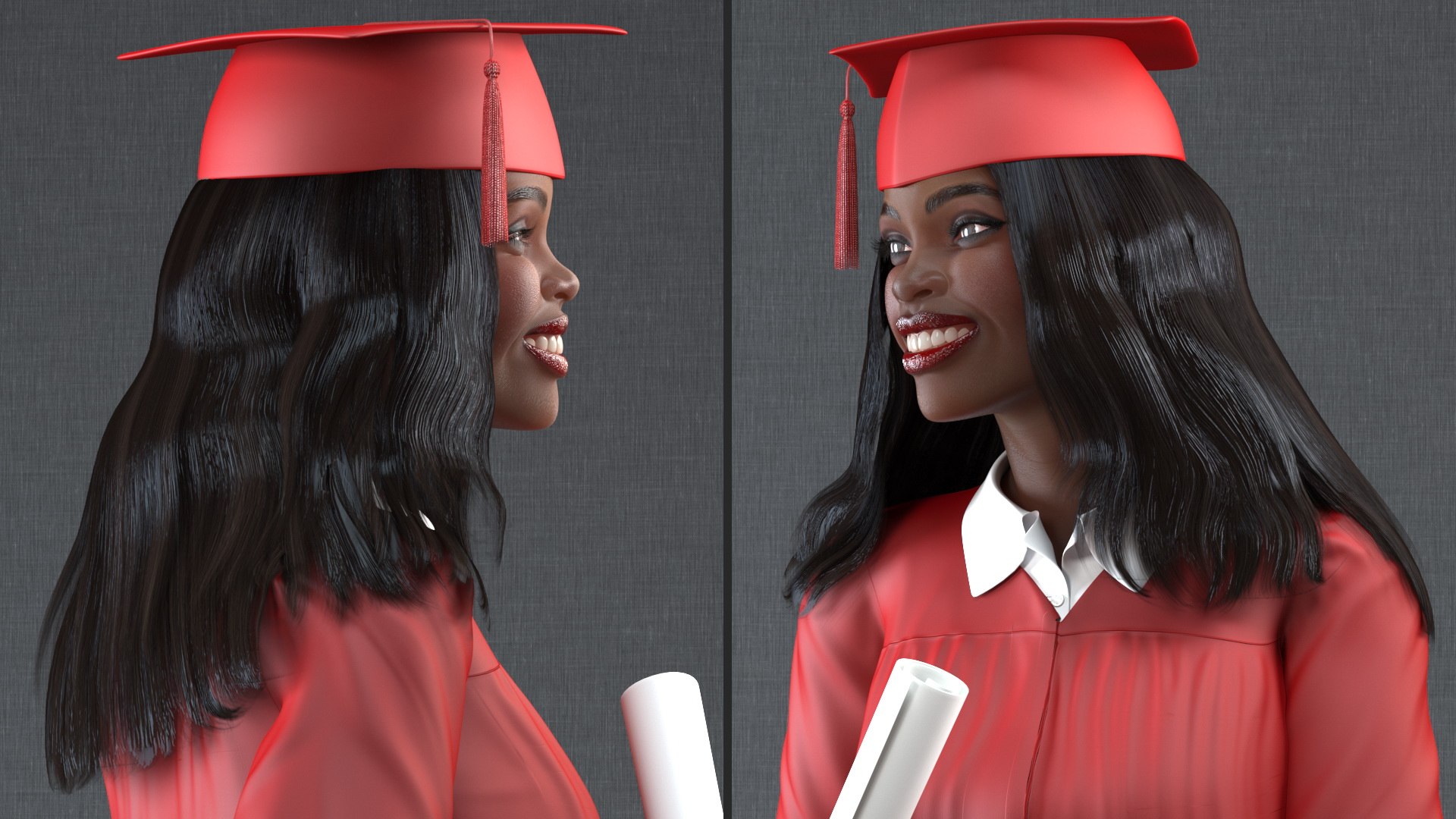 3D dark skin graduation gown model - TurboSquid 1670554