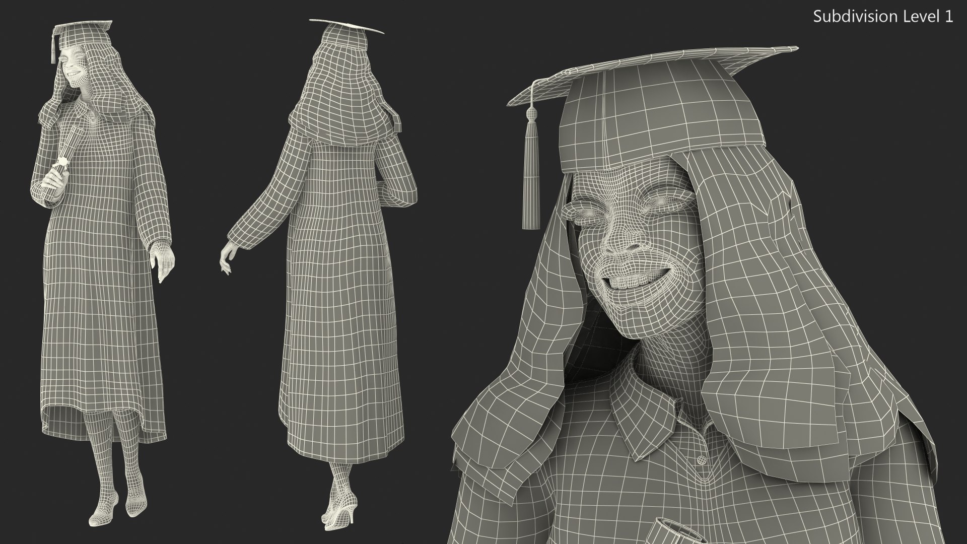 3D Dark Skin Graduation Gown Model - TurboSquid 1670554