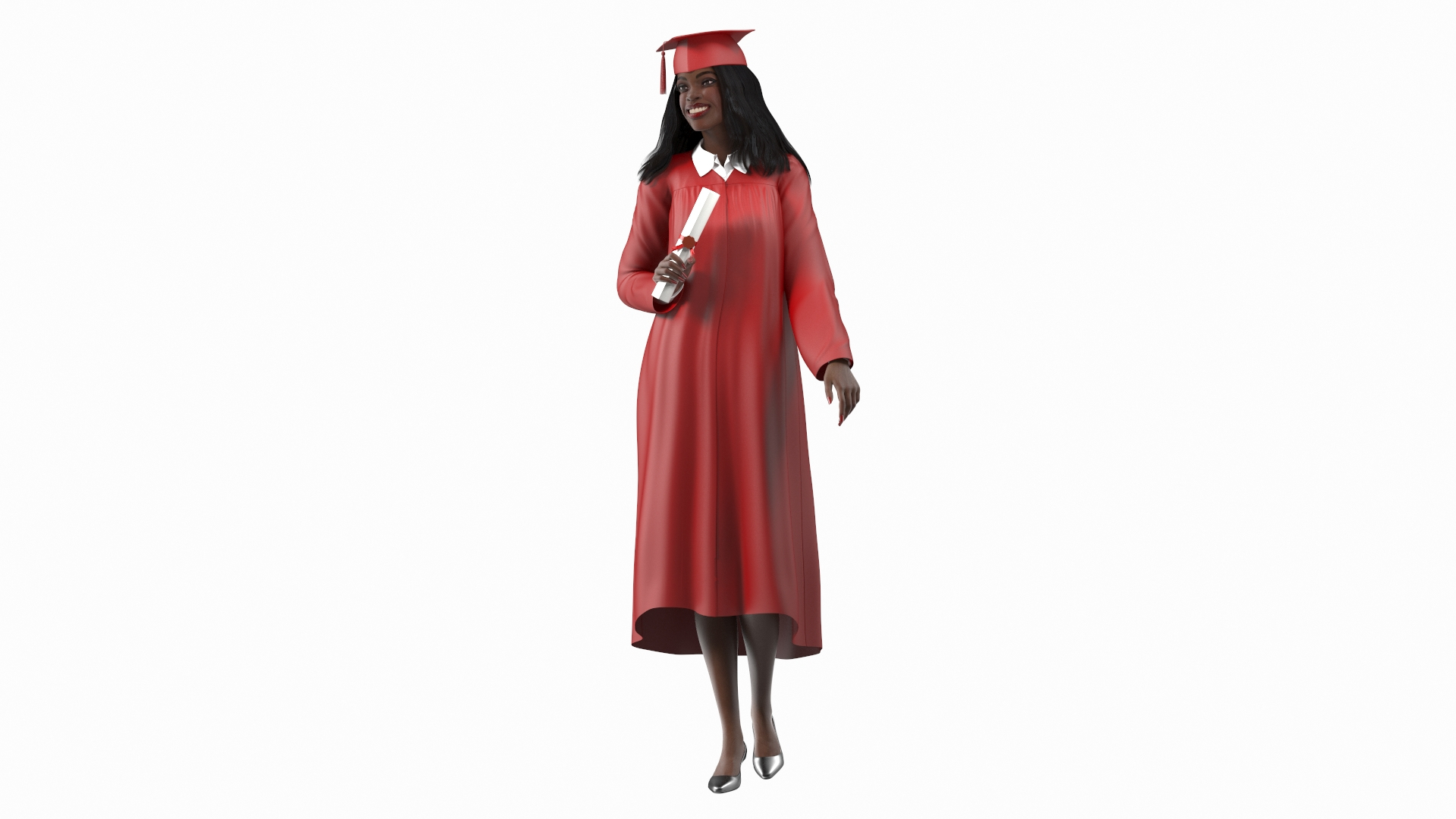 3D Dark Skin Graduation Gown Model - TurboSquid 1670554