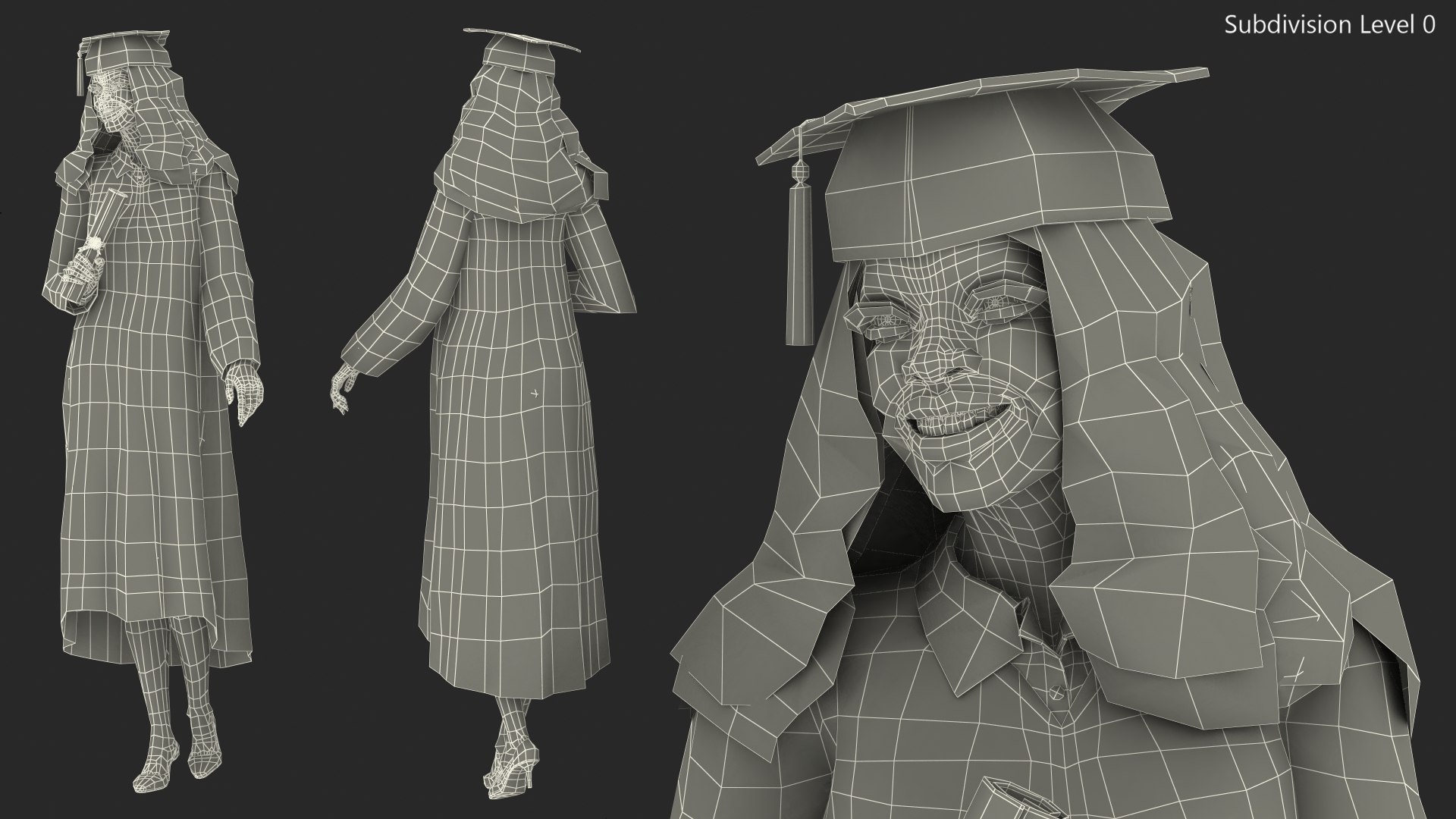 3D dark skin graduation gown model - TurboSquid 1670554