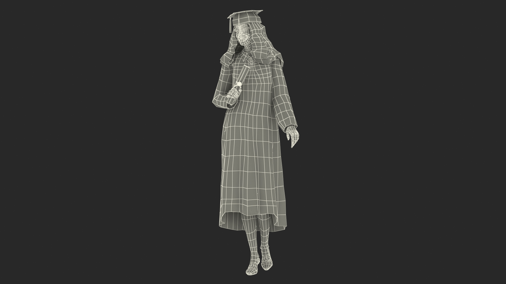 3D Dark Skin Graduation Gown Model - TurboSquid 1670554