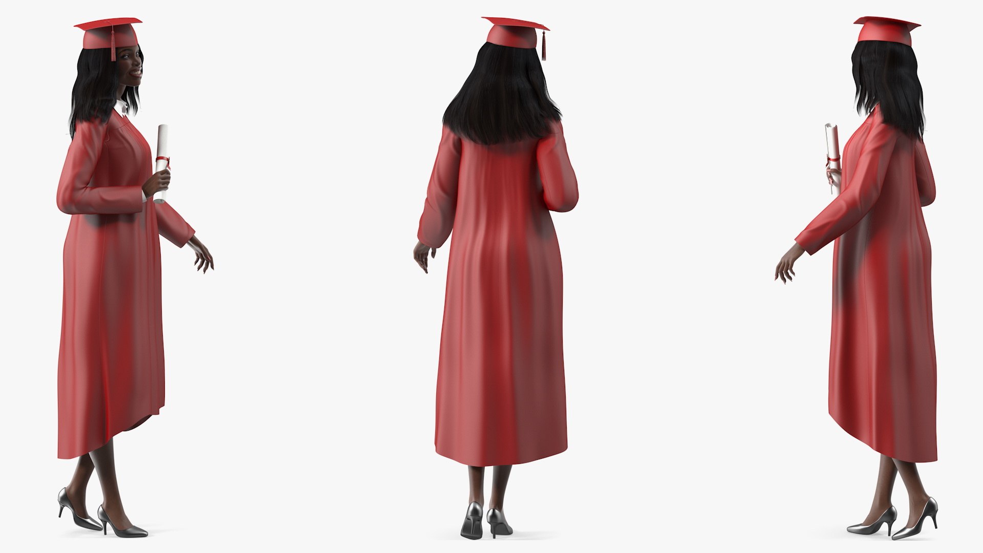3D dark skin graduation gown model - TurboSquid 1670554