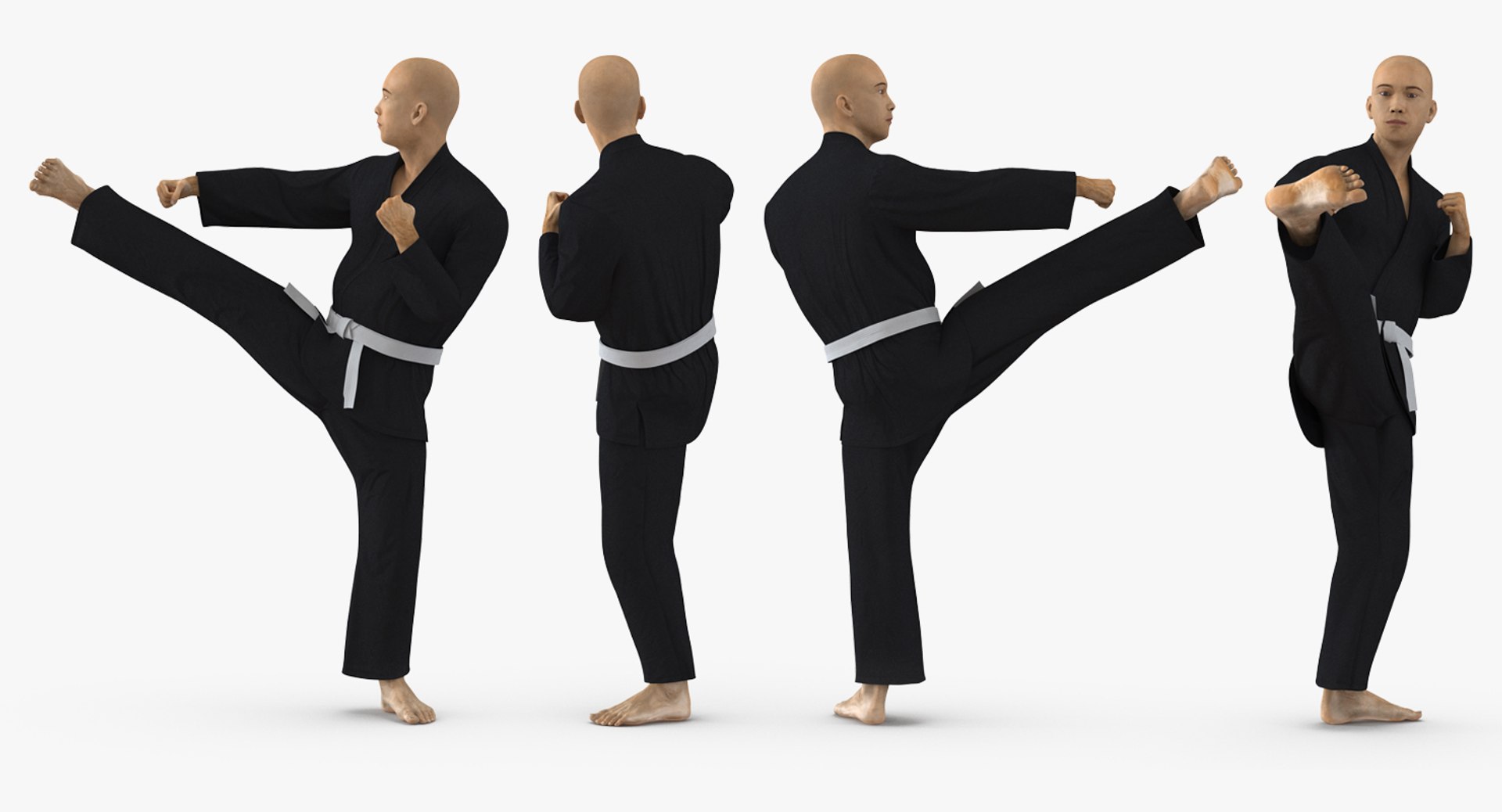 Japanese Karate Fighter Black 3d Model