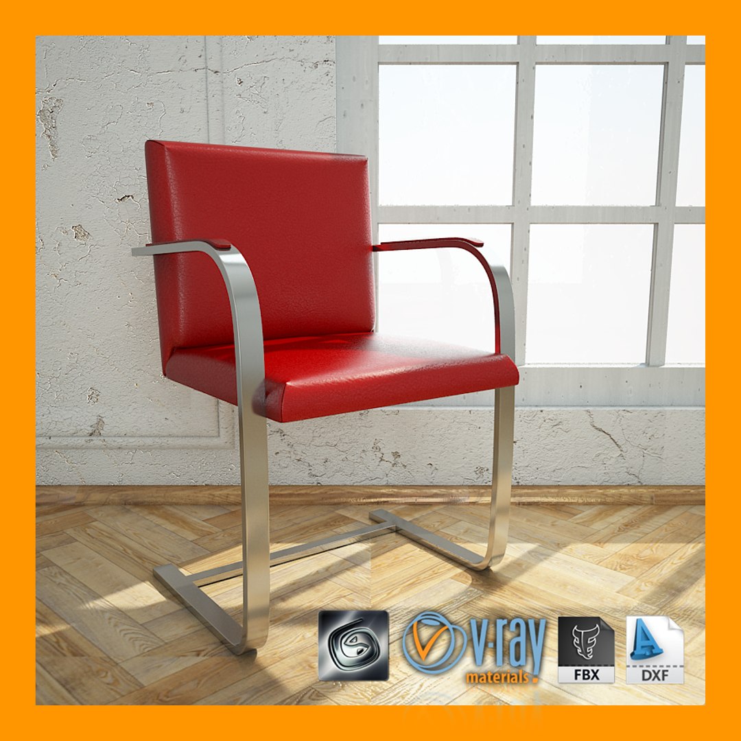 3d model brno flat frame chair materials
