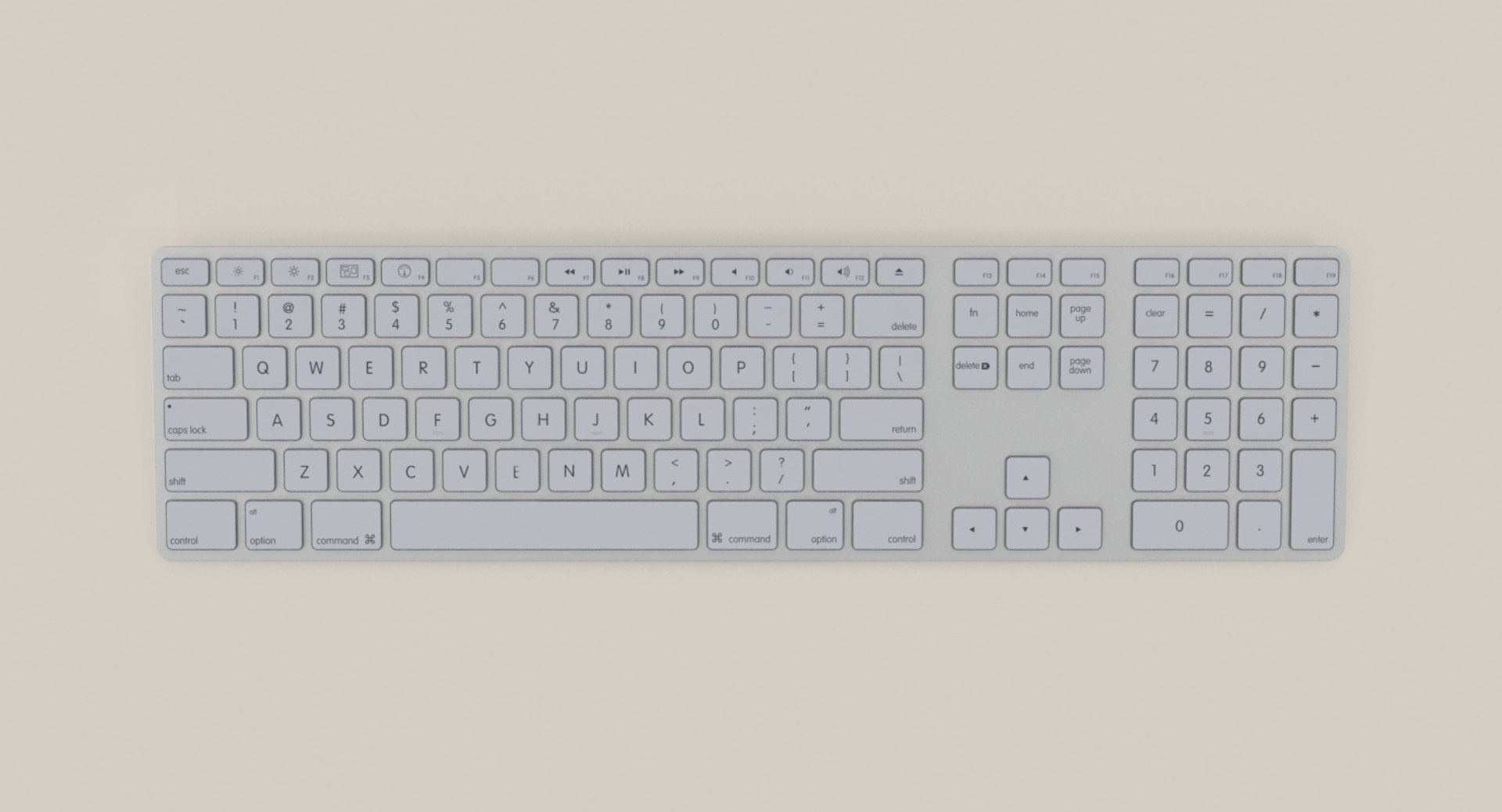 3d Model White Keyboard