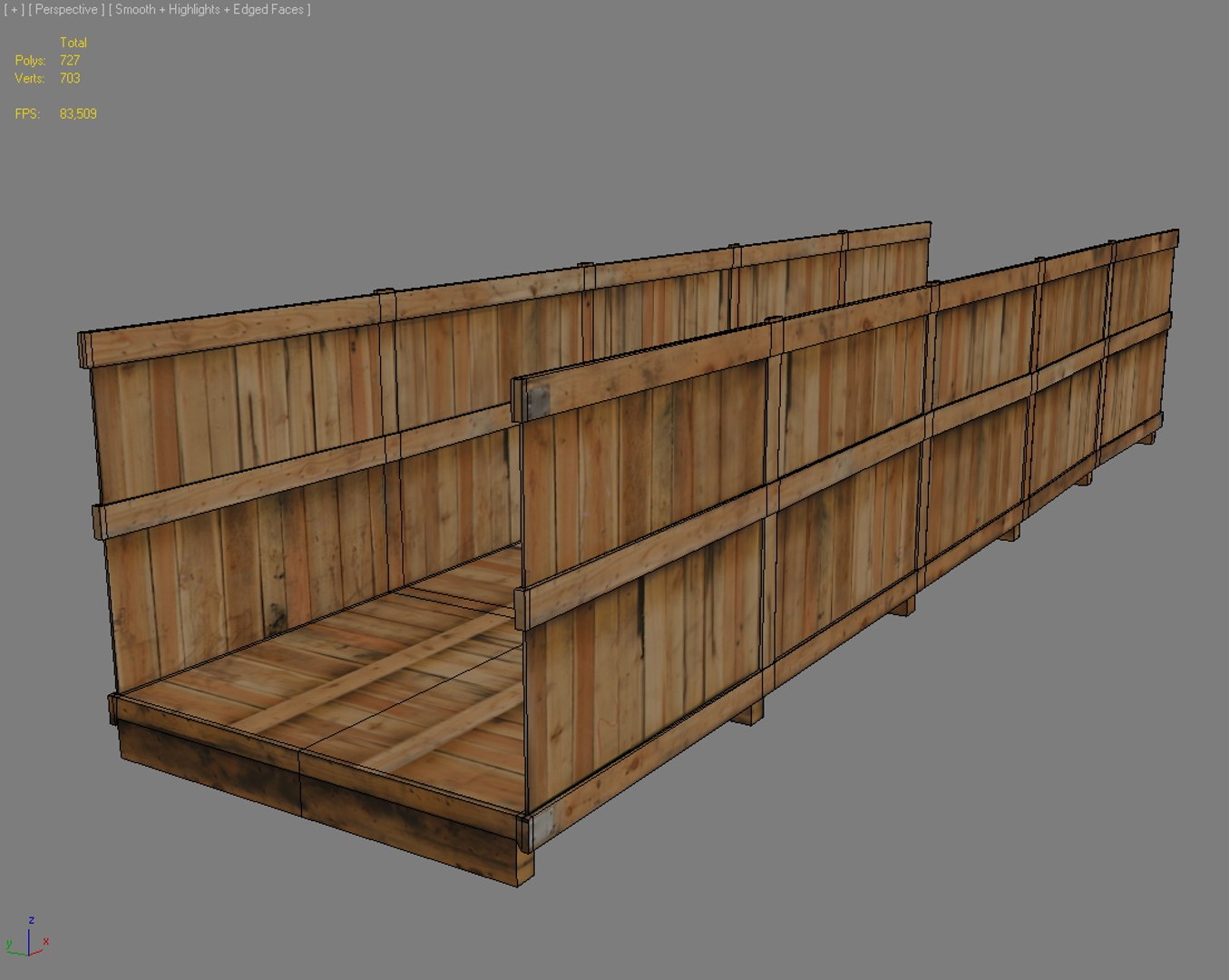 3d Model Wooden Container Box